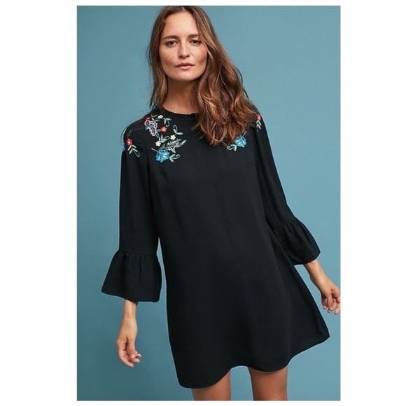 Allison | Dresses | Allison Anthropologie Embroidered Dress Black ...